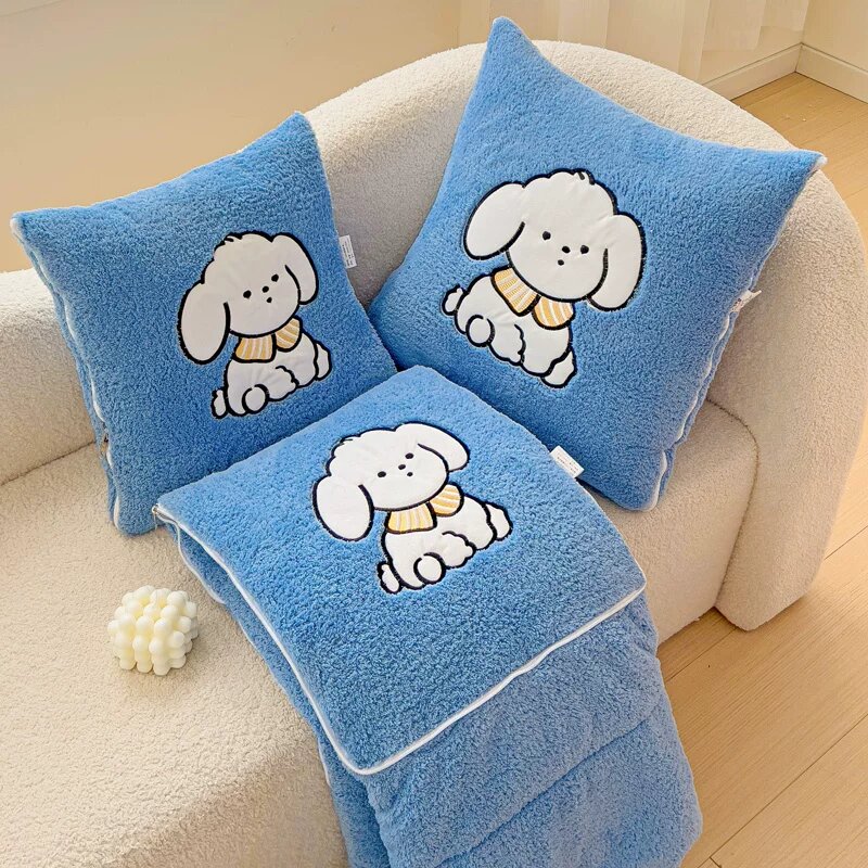 Коралловый флис двойное использование подушка и одеяло, 40x40 см подушка, 105x150 см одеяло, небесно-голубой для