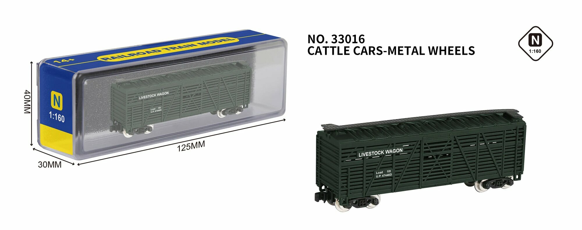 Cattle Cars-Metal Wheels, 1/160, 33016