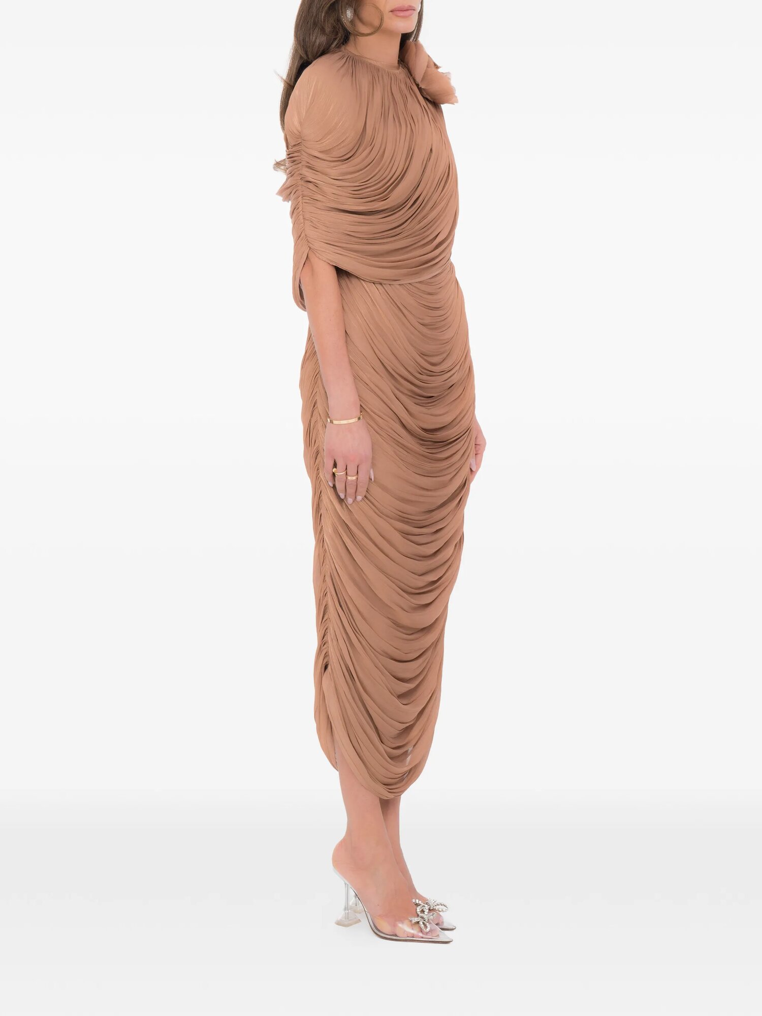 Платье ANA RADU Drape dress, размер M, brown — фото 1