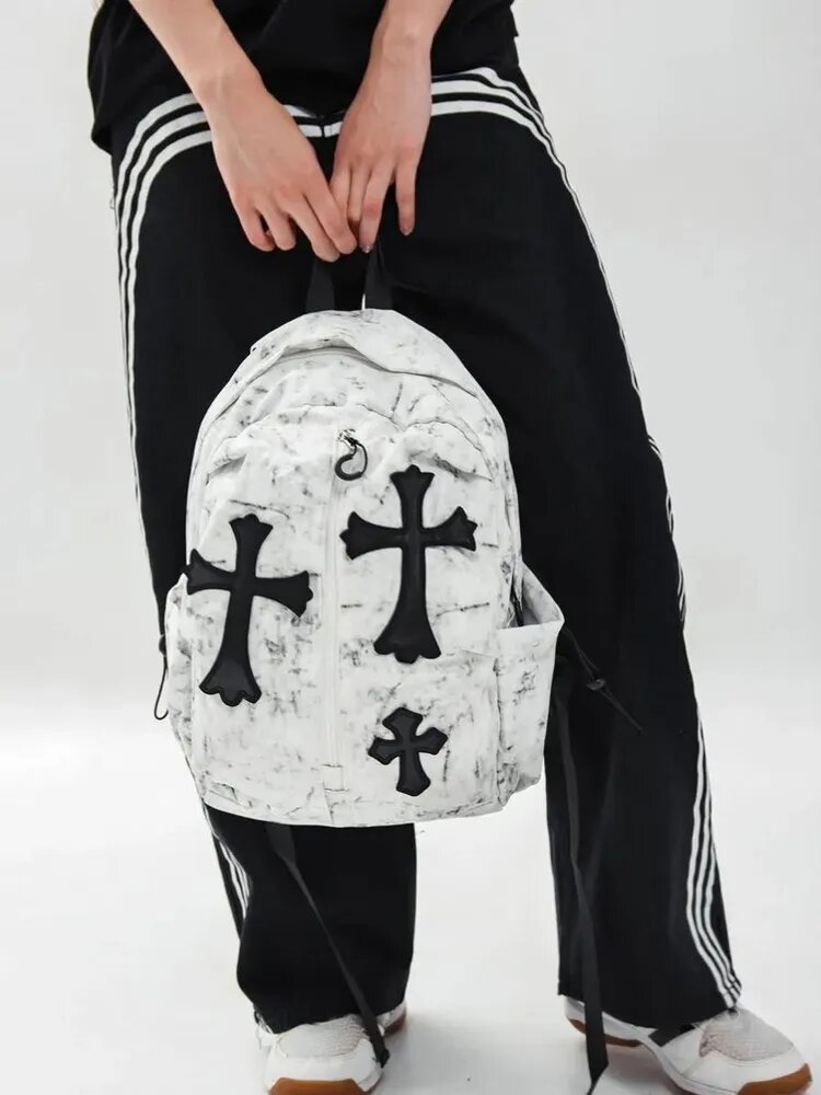Рюкзак Chrome Hearts с крестами, школьный, текстильный, для мужчин и женщин, белый
