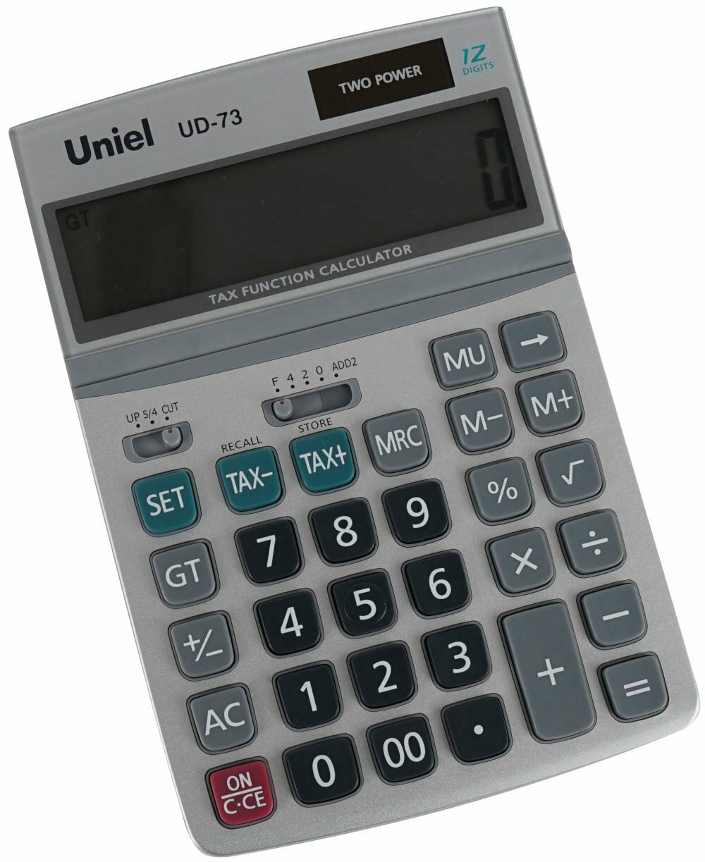 Калькулятор настольный 12 разряд. 2-е пит. белый UNIEL UD-73 шт