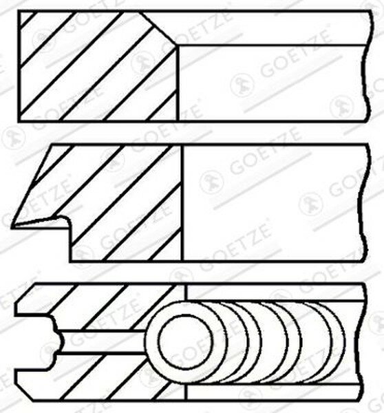 Кольца GOETZE 08-427700-00 Ford Mondeo, Transit, Peugeot Boxer, Citroen Jumper 2.2tdci 06->, dm.86.00 STD 2-2-2 на 1 поршень
