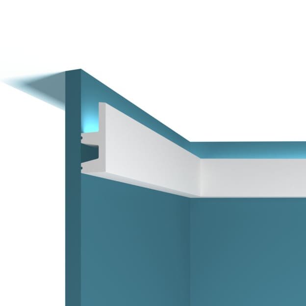 Потолочный плинтус P81 Perfect Plus 25х62 мм, дюрополимер, белый, для натяжного потолка, 1 шт/2 м