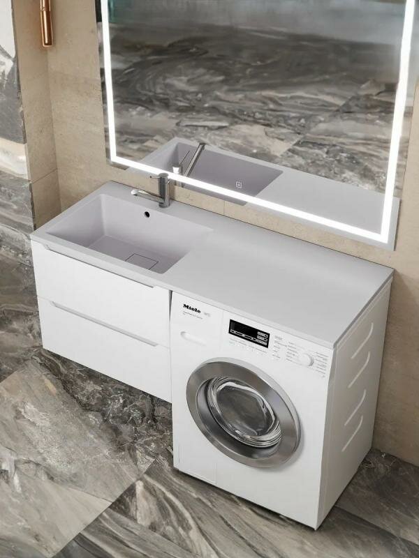 Uperwood Раковина над стиральной машиной Uperwood Cosmos Quartz 120 см, левая, крыло справа, жасмин RCosmos120LJ