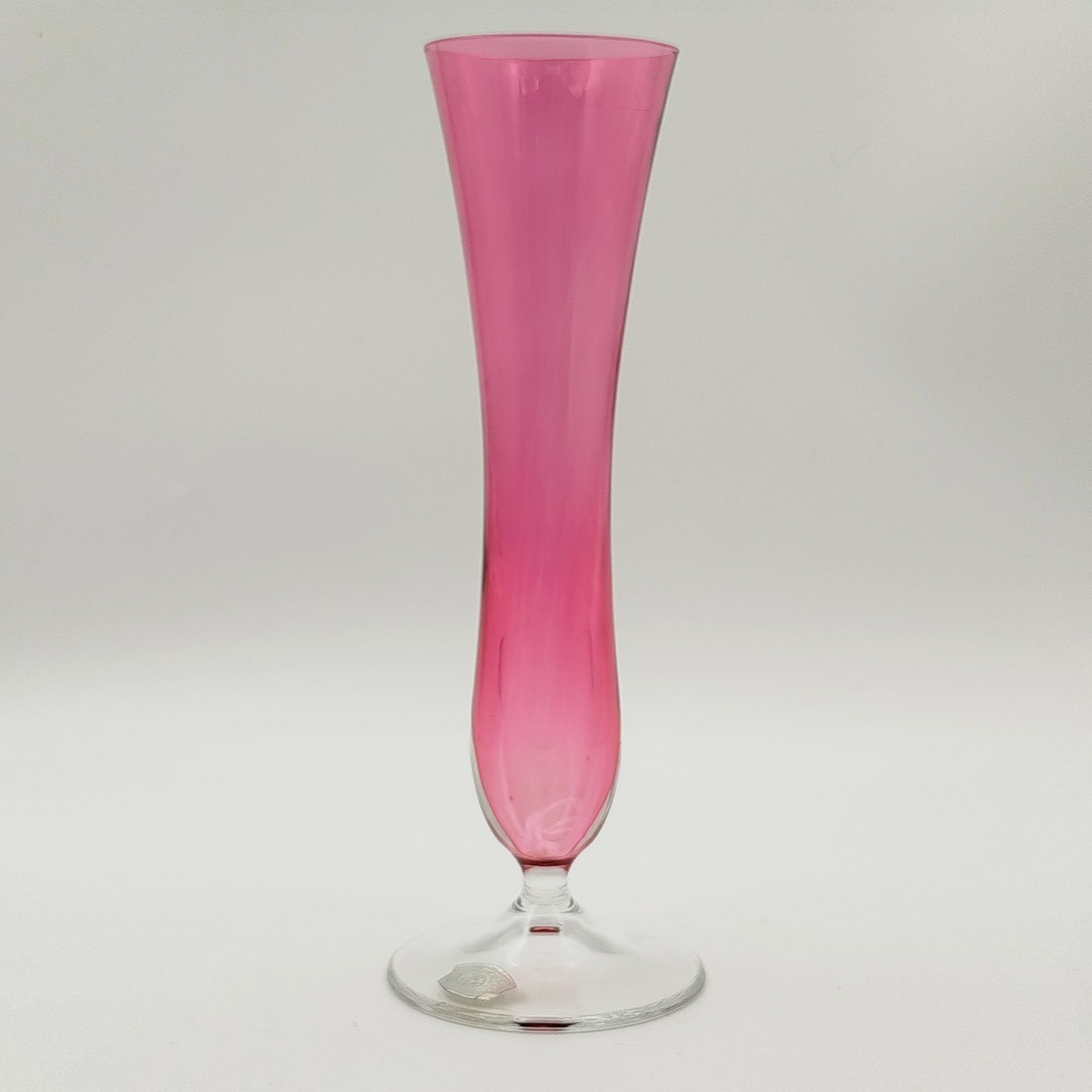 Ваза-солифлер розового оттенка, стекло, Val Saint Lambert, Бельгия, 1950-1970 гг.