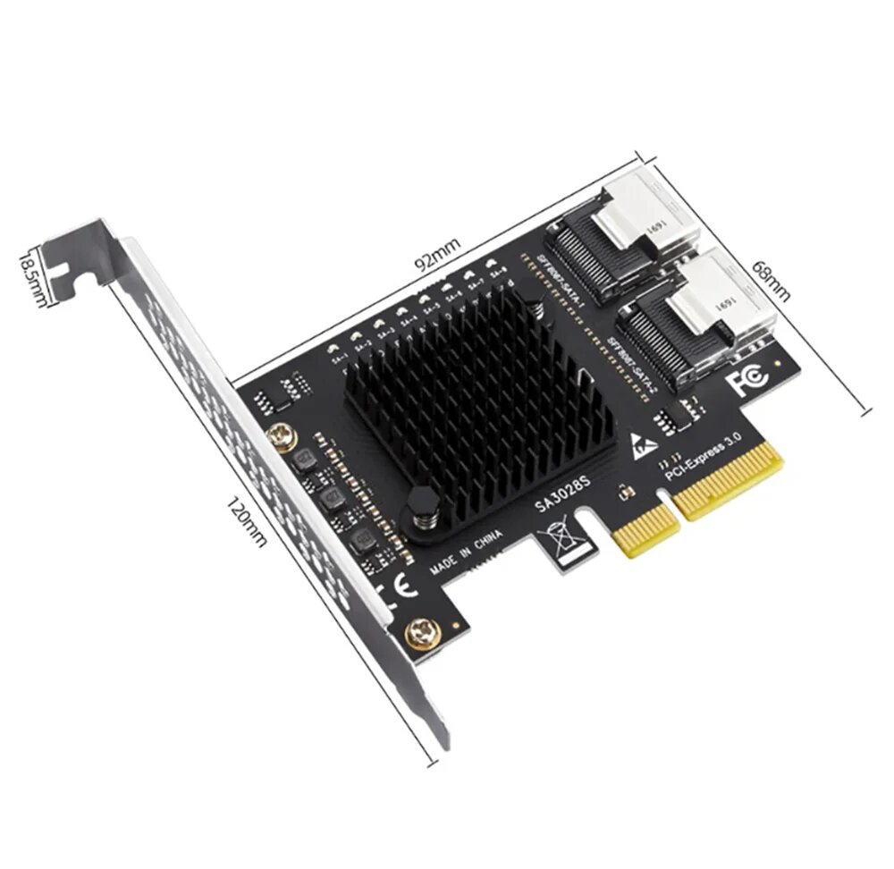 SFF8087 Mini SAS 8-портовый адаптер SATA 3.0 BK