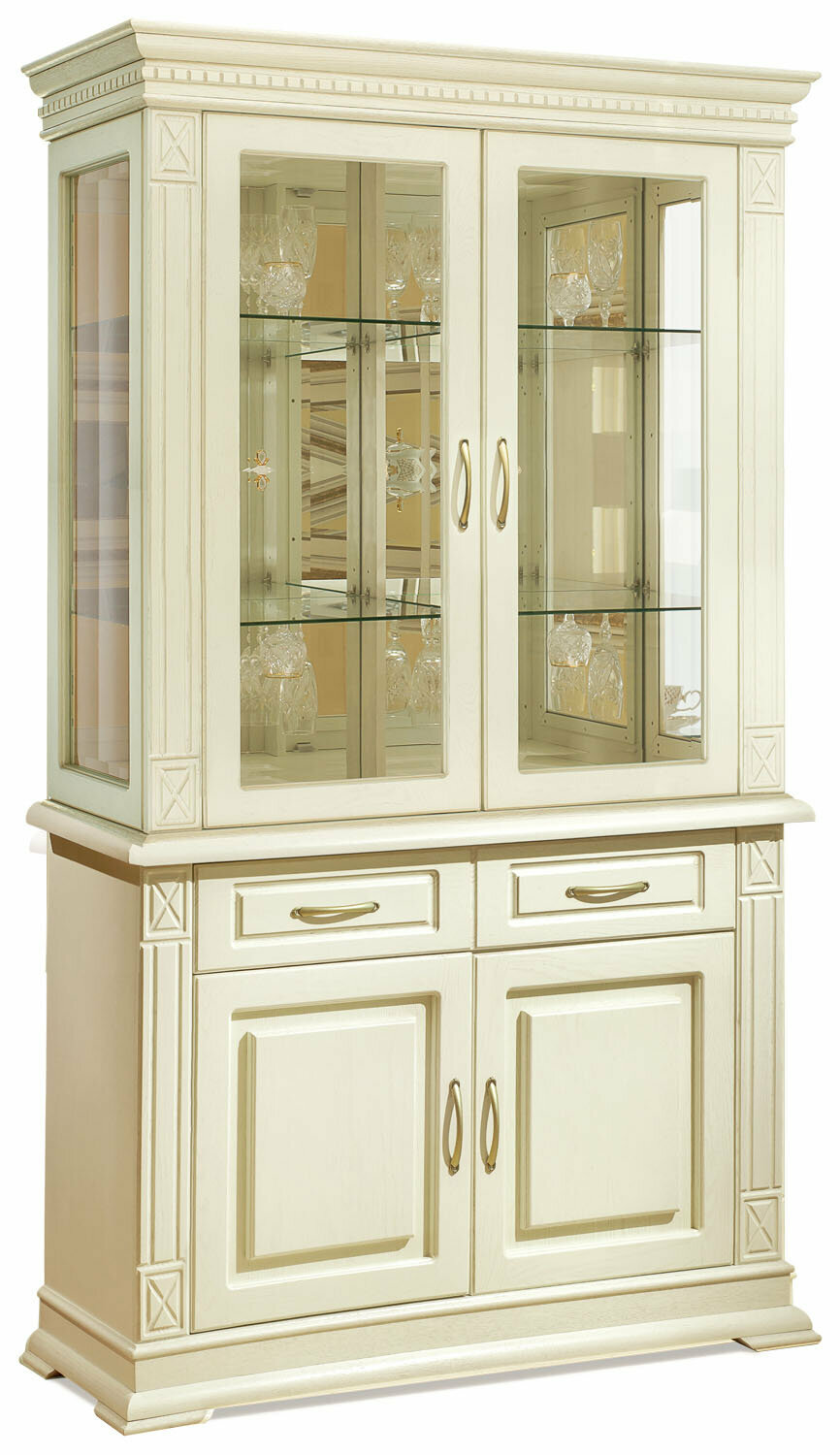 Шкаф-витрина , Верди Premium 073 слоновая кость (ral 1013), 115*50*200