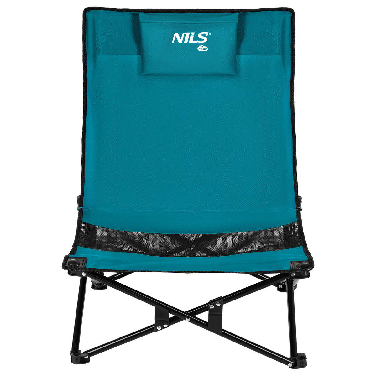 Decathlon Кемпинговый стул Nils Camp NC3306 - со стальным каркасом, макс. нагрузка до 110 кг, складной. Цвет черный/синий