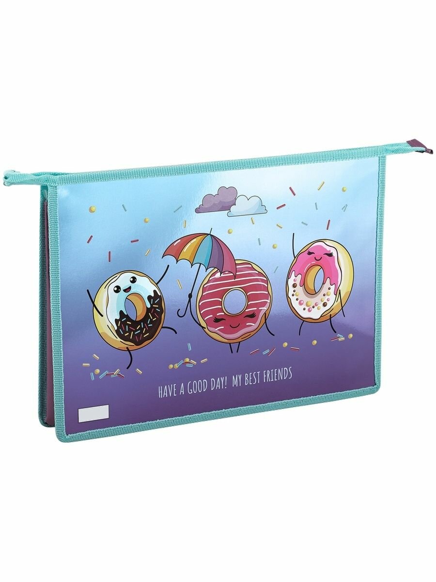 Папка для тетрадей 2 отделения А4 "Good day", пластик, фольга, на молнии, ПТР-22_42242