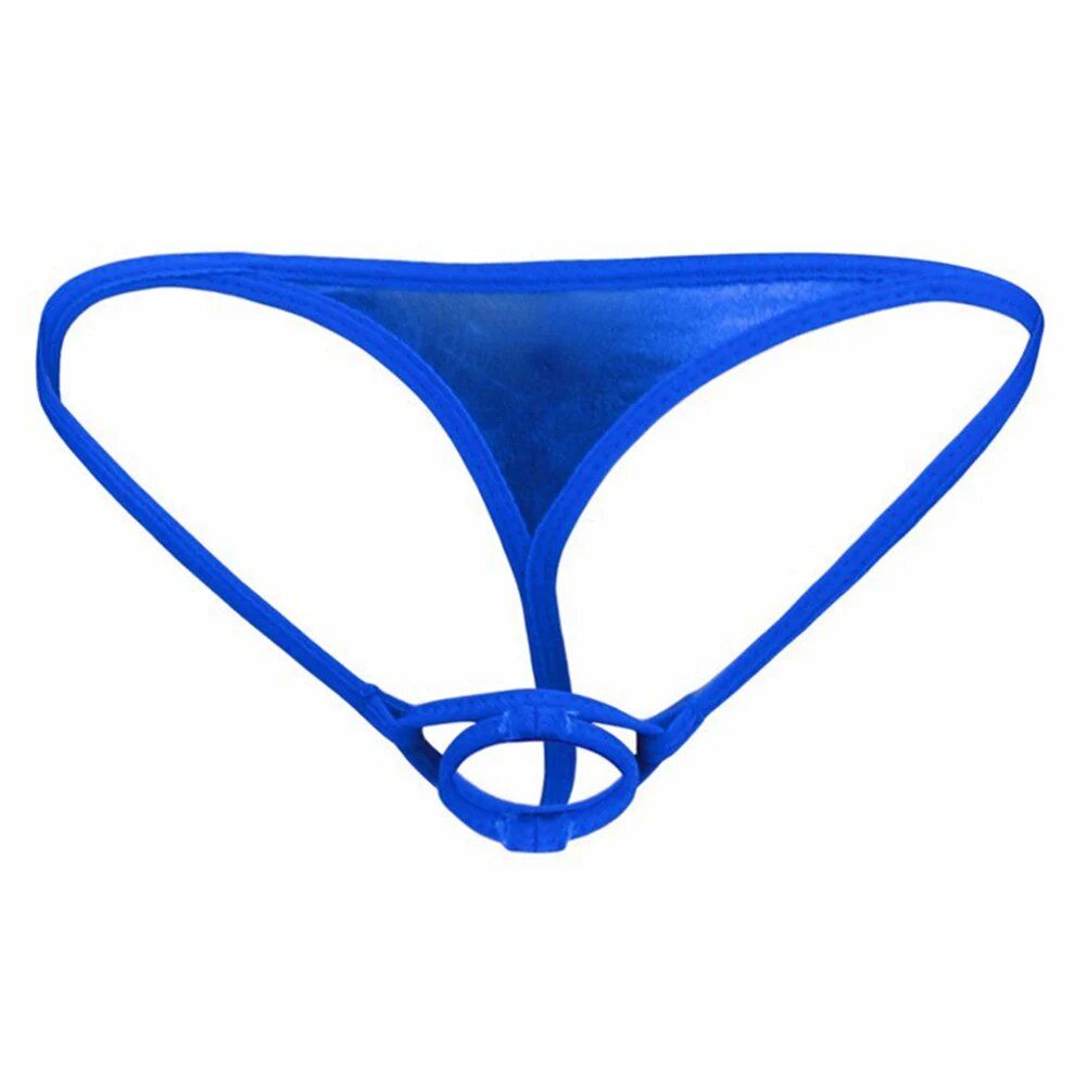Мужские сексуальные стринги с кольцом на член, которые можно открыть кнопку, Синий, Sapphire
