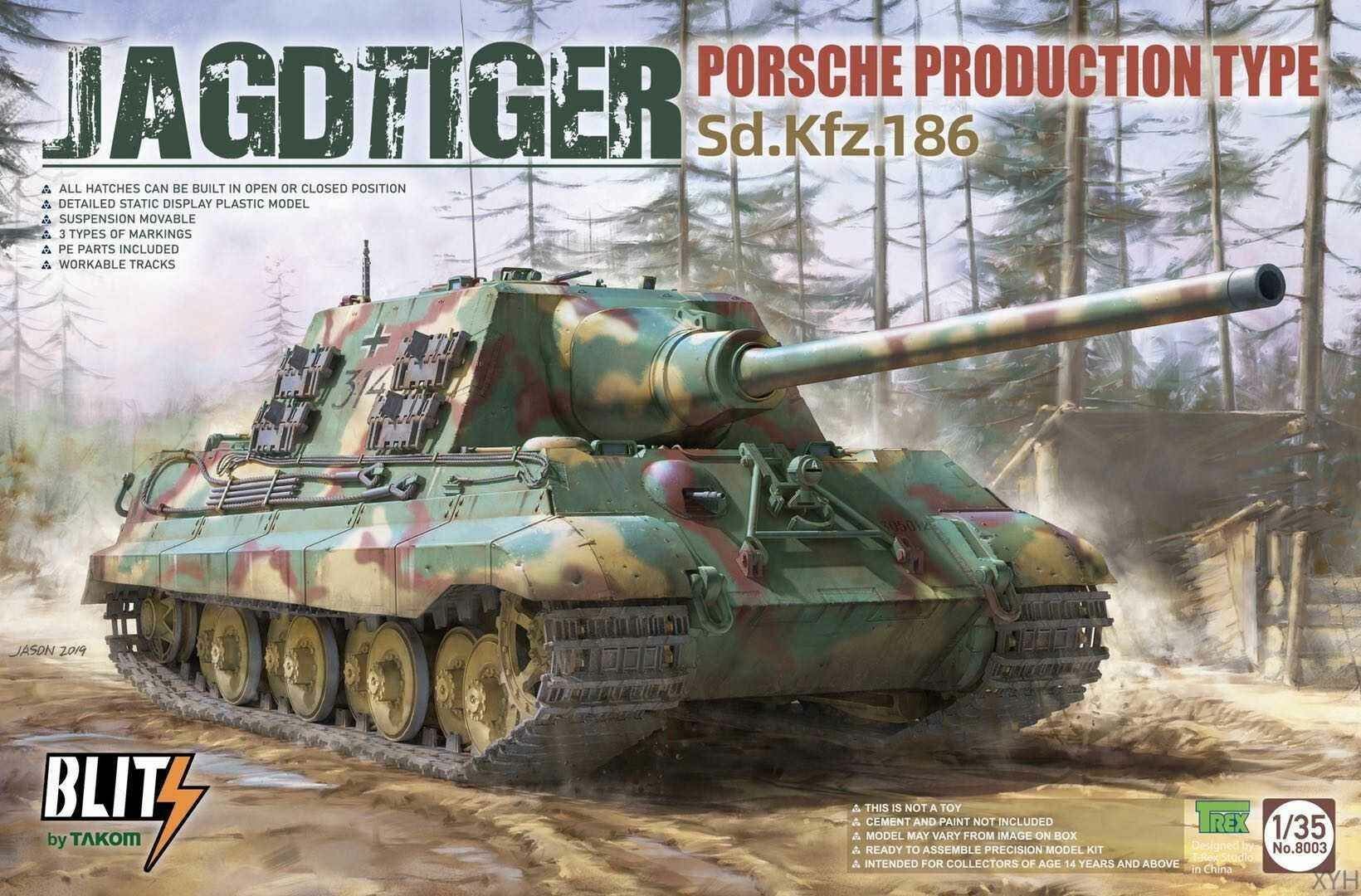 Takom 8003 1/35 Scale JAGDTIGER D. KFZ.186 PRODUCTION TYPE Модель сборки танков