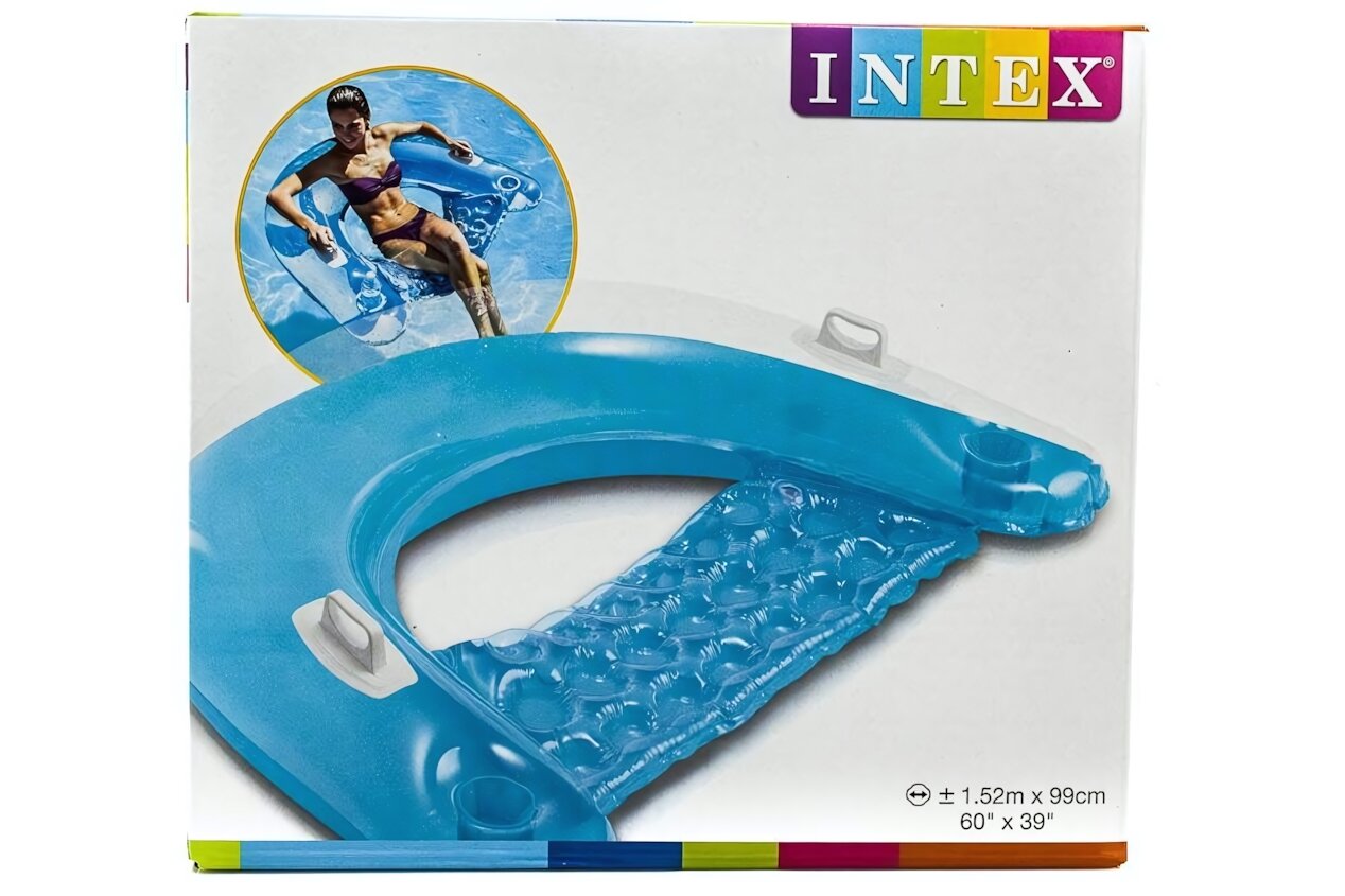 Надувной матрас INTEX 1шт. «Сиди-плыви» 152х99 см, цветной, подстаканники, ручки из полимера — фото 1