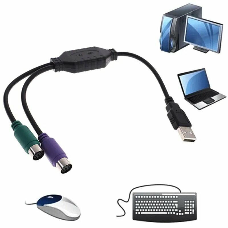 Черный адаптер USB к PS2