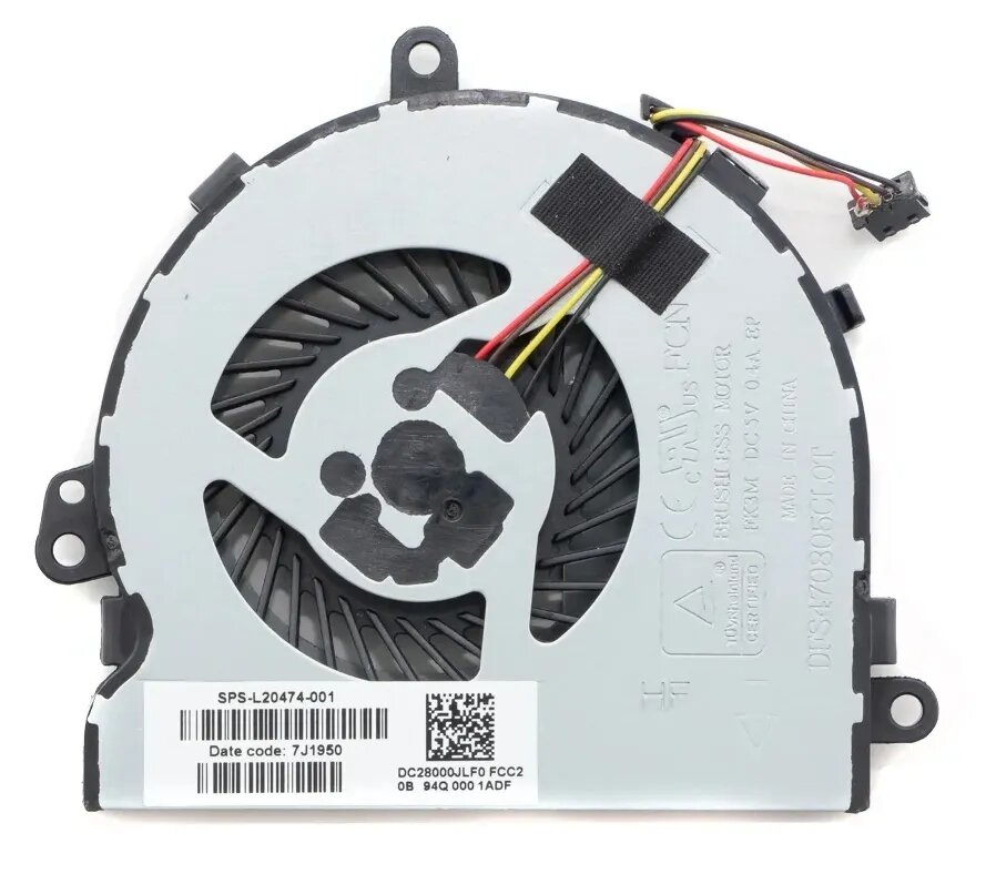 Вентилятор (кулер) для ноутбука HP 15-DB, 15-DB0000, p/n: DFS470805CL0T, L20491-001, DC28000L8D0, L20474-001