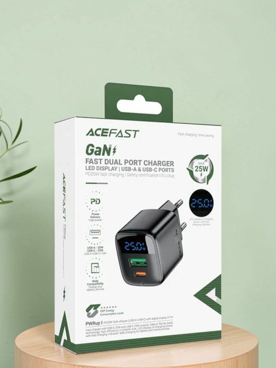 Сетевое зарядное устройство ACEFAST A114 25W Type-A, Type-C