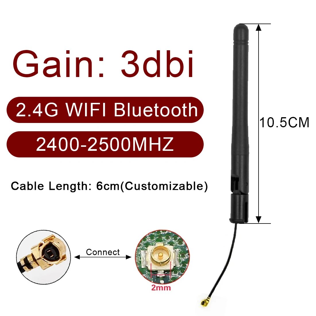 DexMRtiC складная антенна 2,4G Wi-Fi Bluetooth черная