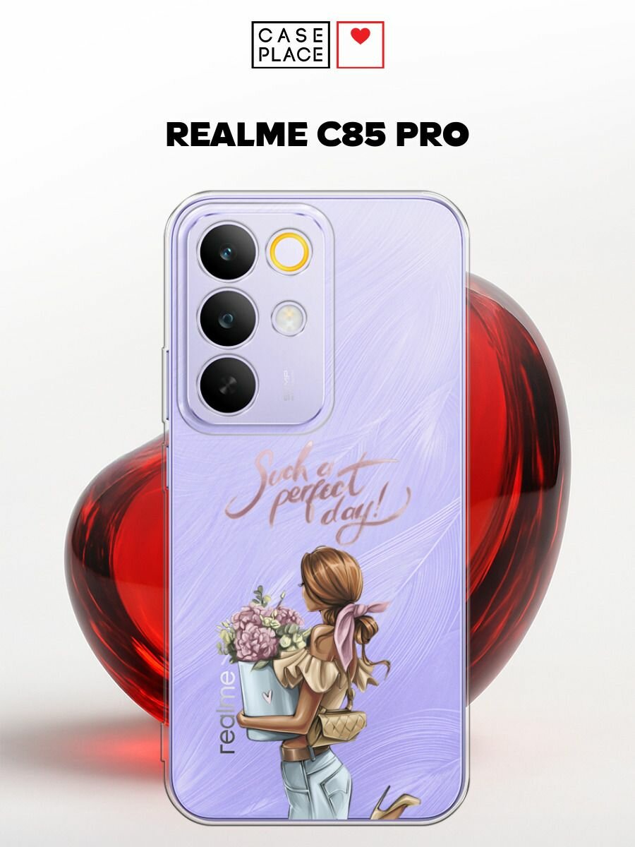 Чехол на Realme C85 Pro / Реалми C85 Про с принтом Девушка с букетом