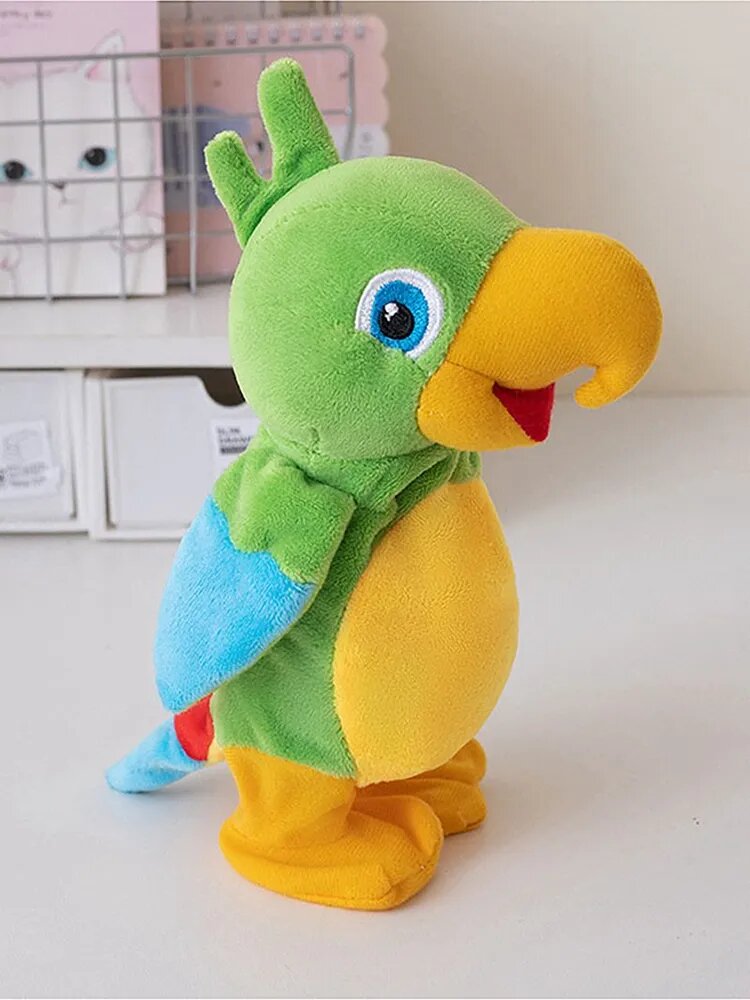 Попугай Повторюшка интерактивная игрушка Зеленого цвета для детей, повторяет слова, поет песни на английском языке