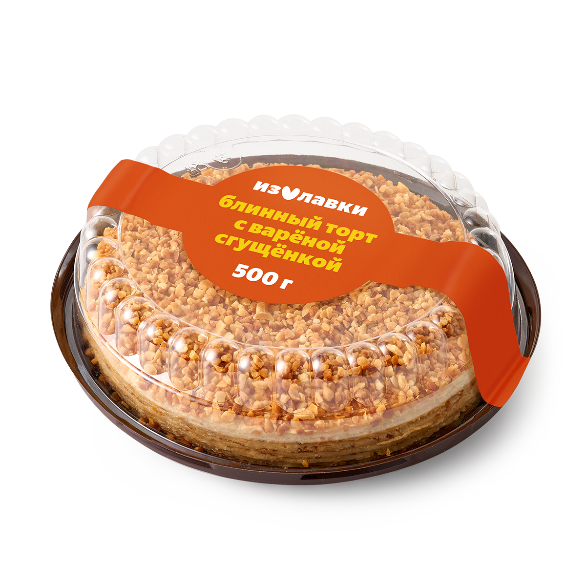 Торт блинный с варёной сгущёнкой и арахисом «Из Лавки»