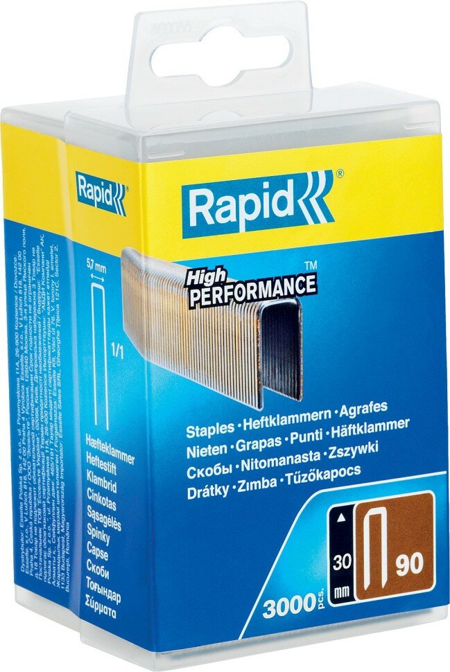 RAPID 30 мм скобы узкие, супертвердые, закаленные тип 90, 3000 шт ( 5000125 )