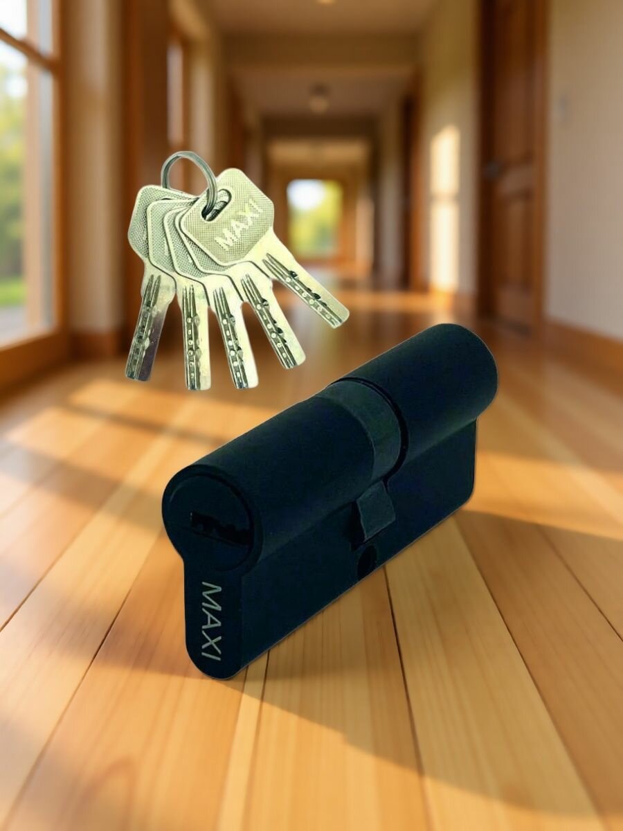 Цилиндр дверной (личинка замка )MAXI Locks C60(30*30мм) ключ-ключ BLM Матовый черный