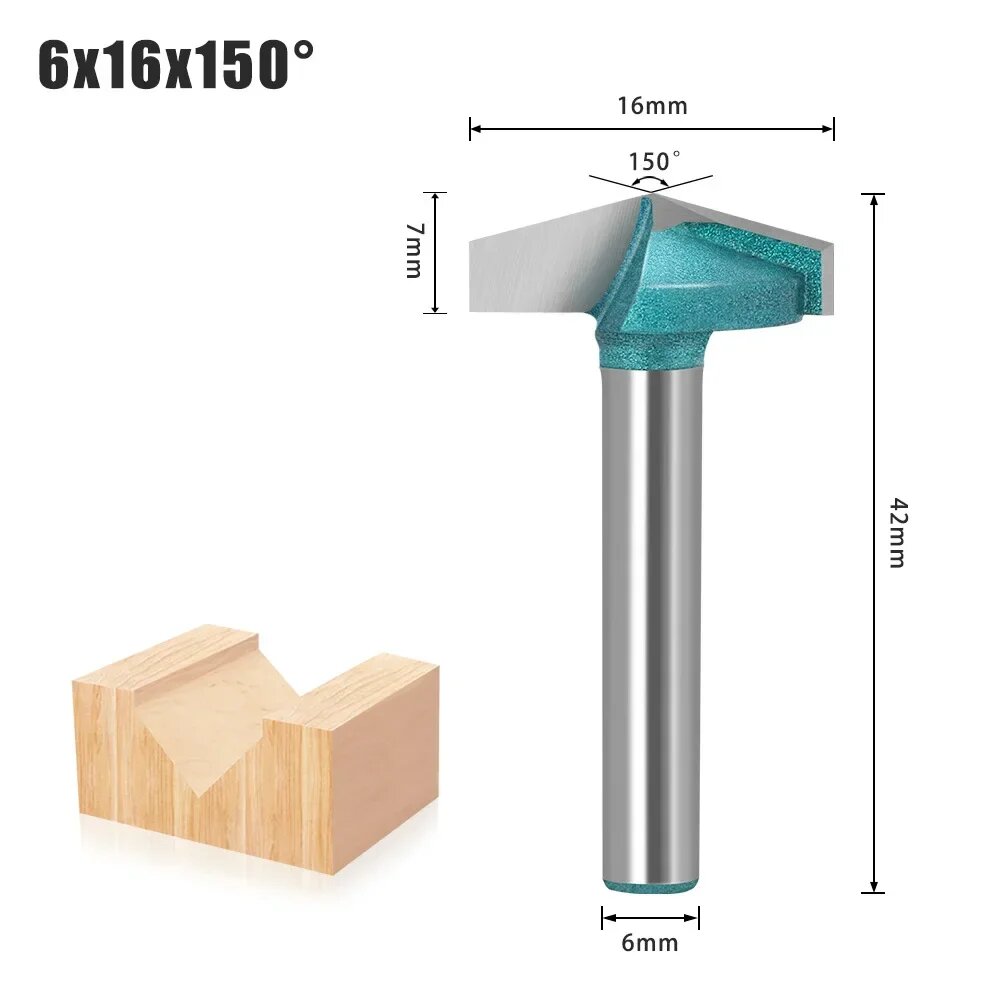 V-образная фреза 6 мм твердосплавная для дерева 90 120 135 150 градусов 04