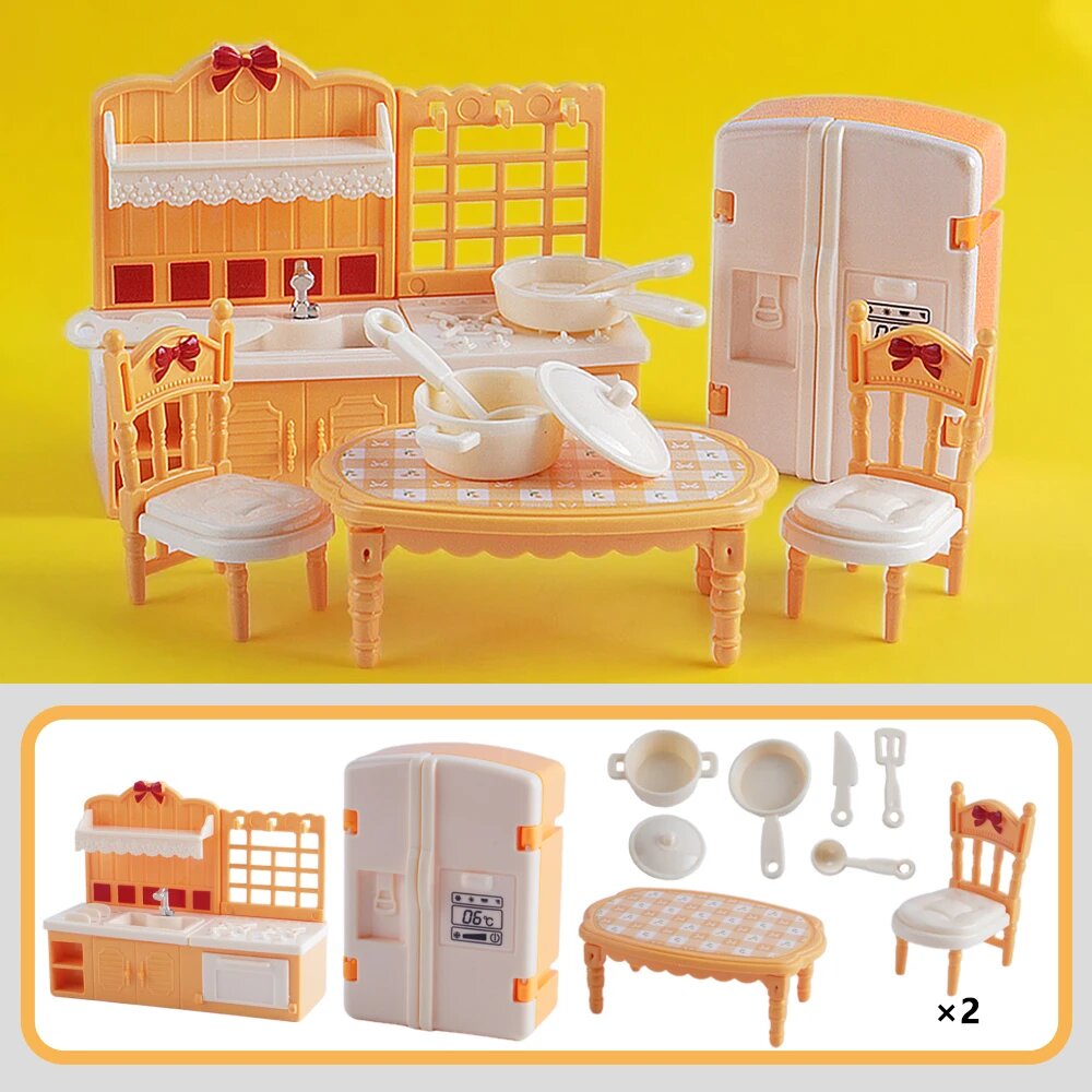 Набор мебели для кукольного домика MSFTOYS, цвет Kitchen-yellow