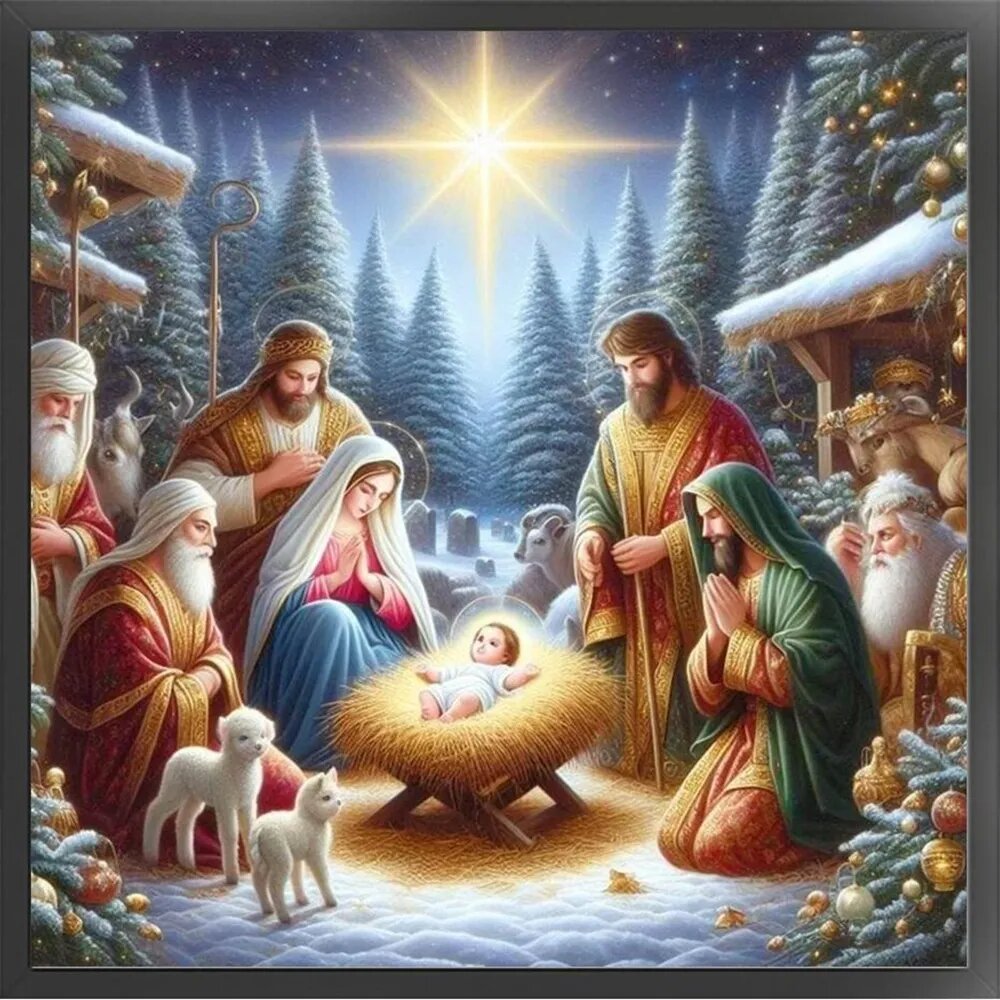 Вышивка крестиком Рождество Христово , канва хлопок 14CT, 40 40 см