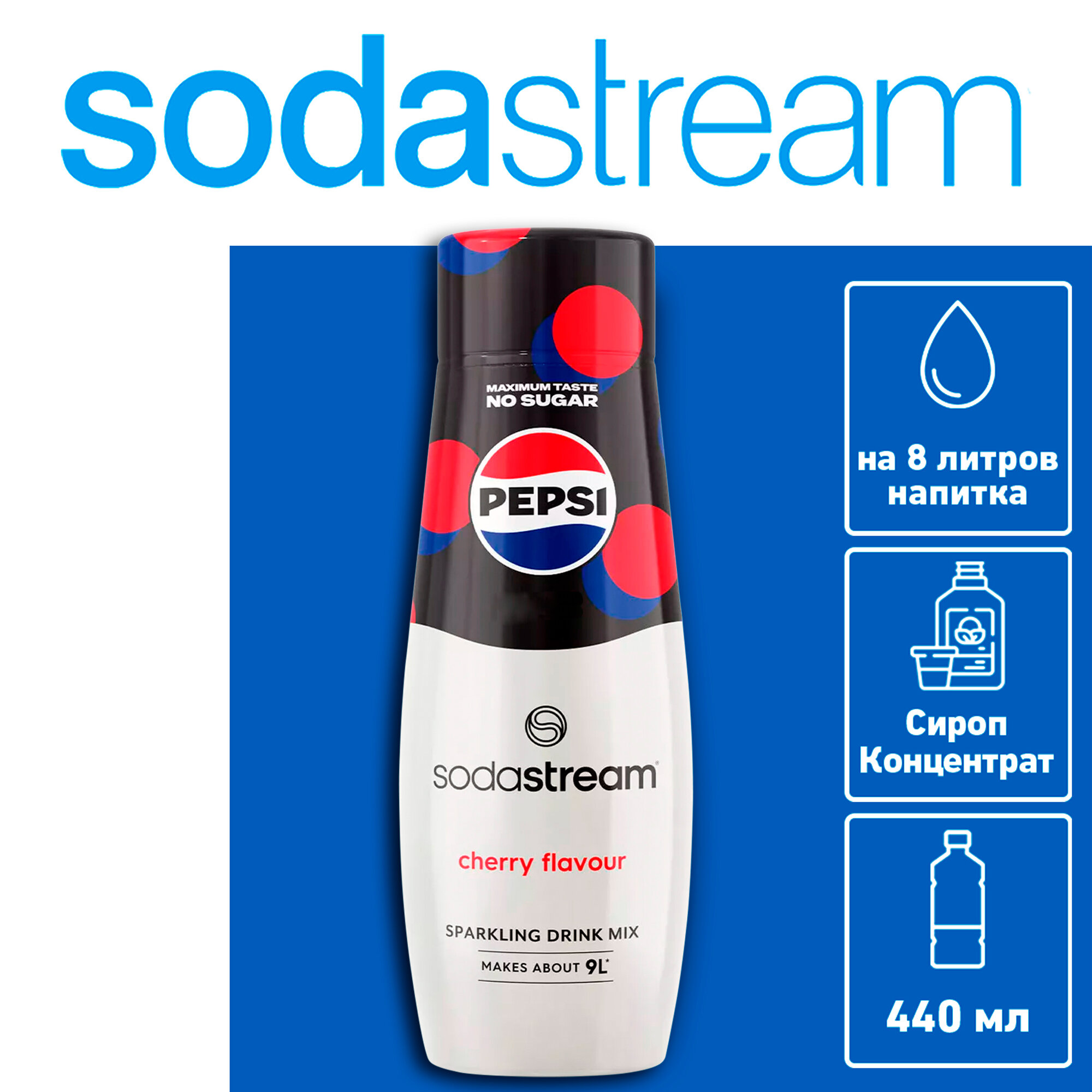 Сироп Sodastream Pepsi Cherry Вишня без сахара 440 мл концентрат