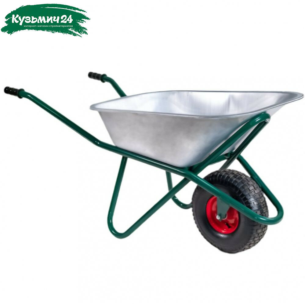 Тачка строительная Мастер Скорпион, металл, 1 широкое колесо, объем 110 л, до 350 кг, оцинкованная