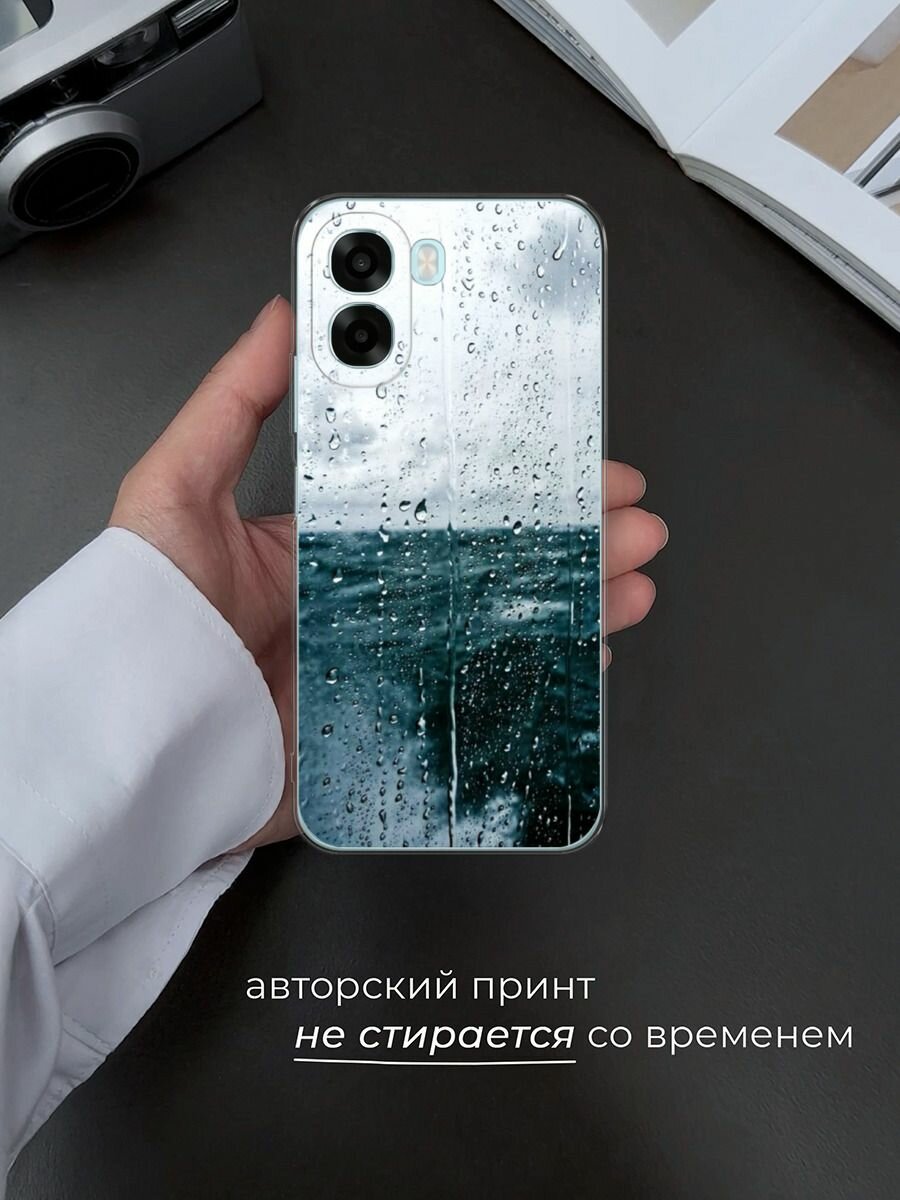 Силиконовый чехол на Oppo A6x / Оппо A6x с принтом Дождь за стеклом — фото 1