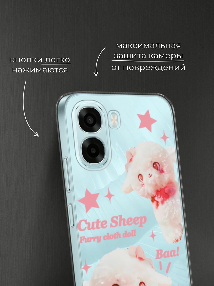 Чехол на Oppo A6x / Оппо A6x с принтом Cute sheep 2, прозрачный — фото 1