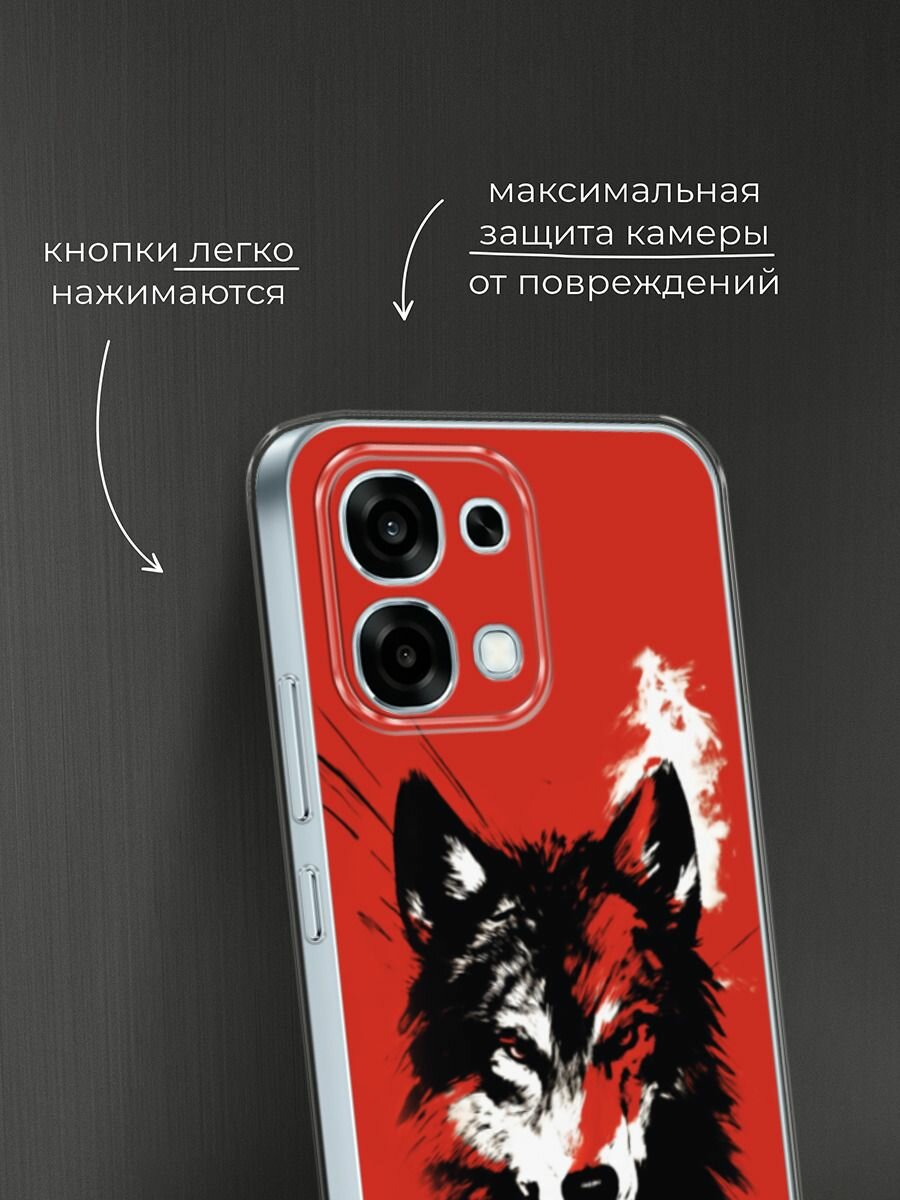 Силиконовый чехол на Oppo A6 Pro / Оппо A6 Про с принтом Алый волк — фото 1