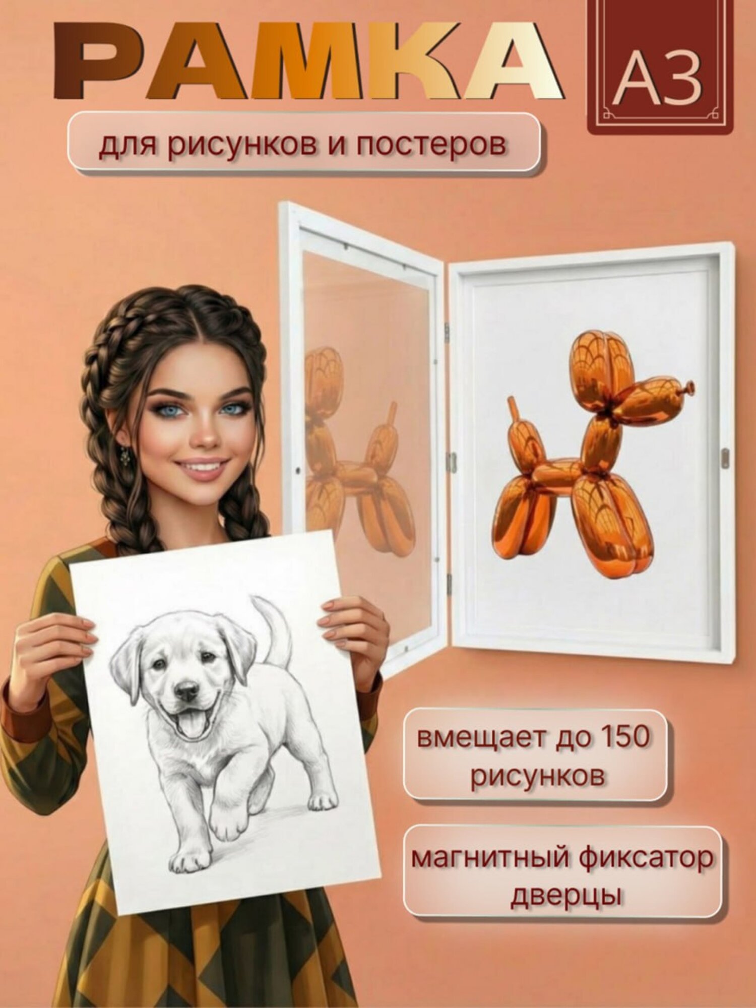 Рамка накопитель А3 для рисунков, постеров, картин и поделок