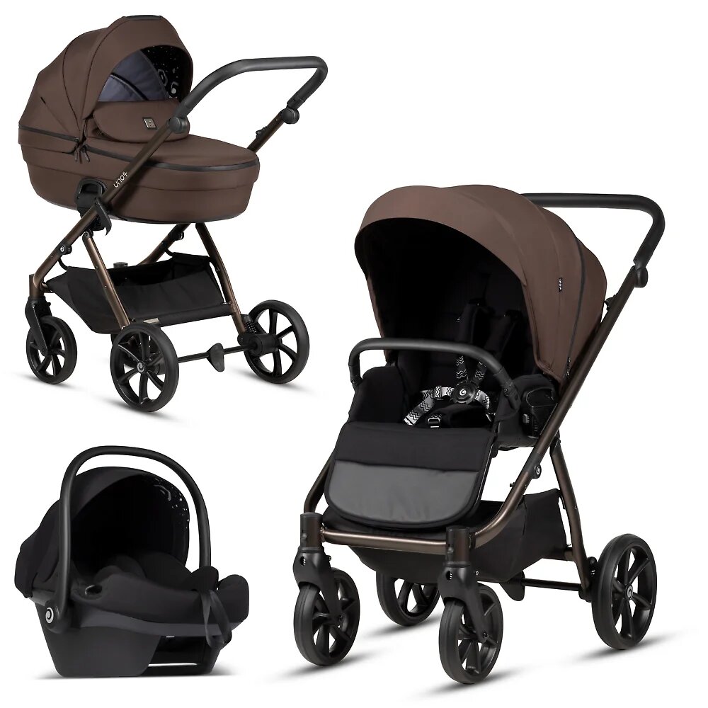 Детская коляска 3в1 Tutis Uno 6+, Elo Lux Edu Sky, цвет Tiramissu (Тёмно-коричневый)