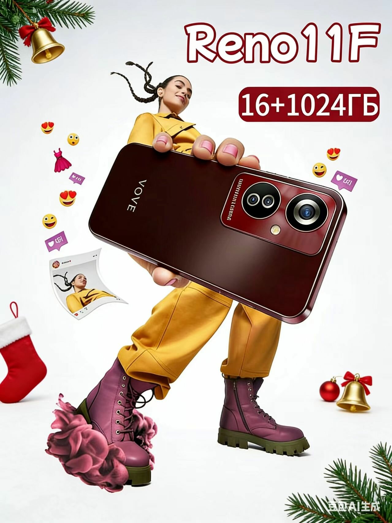 Смартфон Reno 11F для тяжелых игр 5000 мАч, 16 ГБ ОЗУ, 1024 ГБ, Android 14, 5G, 120 Гц