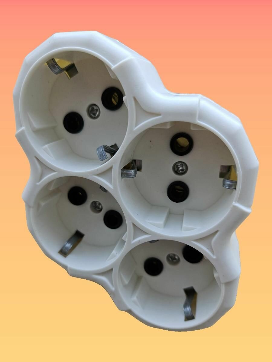 Разветвитель электрический, четверик 10-16 ампер 250 вольт