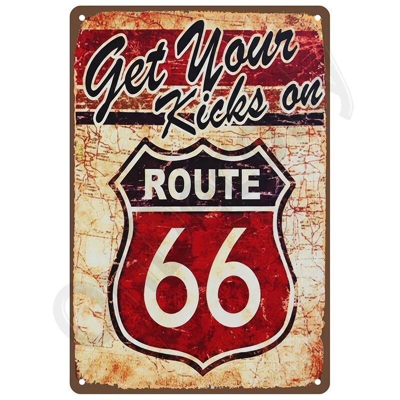 Металлическая вывеска Route 66 "Get Your Kicks On", Цвет: APYPYD 43922