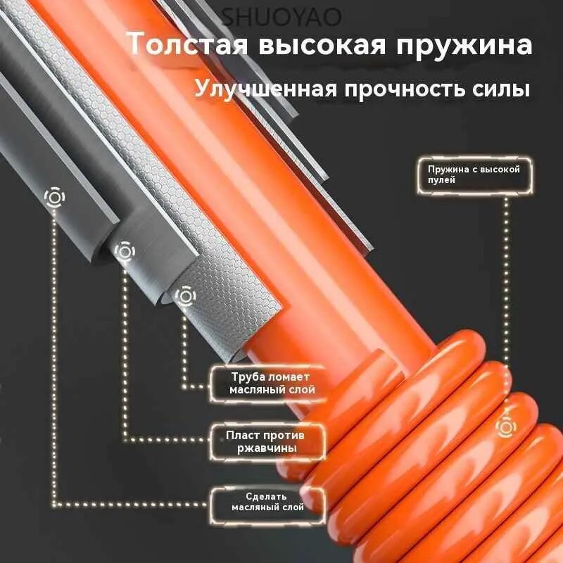 Эспандер многофункциональный, 1 шт, 80 кг, оранжевый, для груди и рук — фото 1