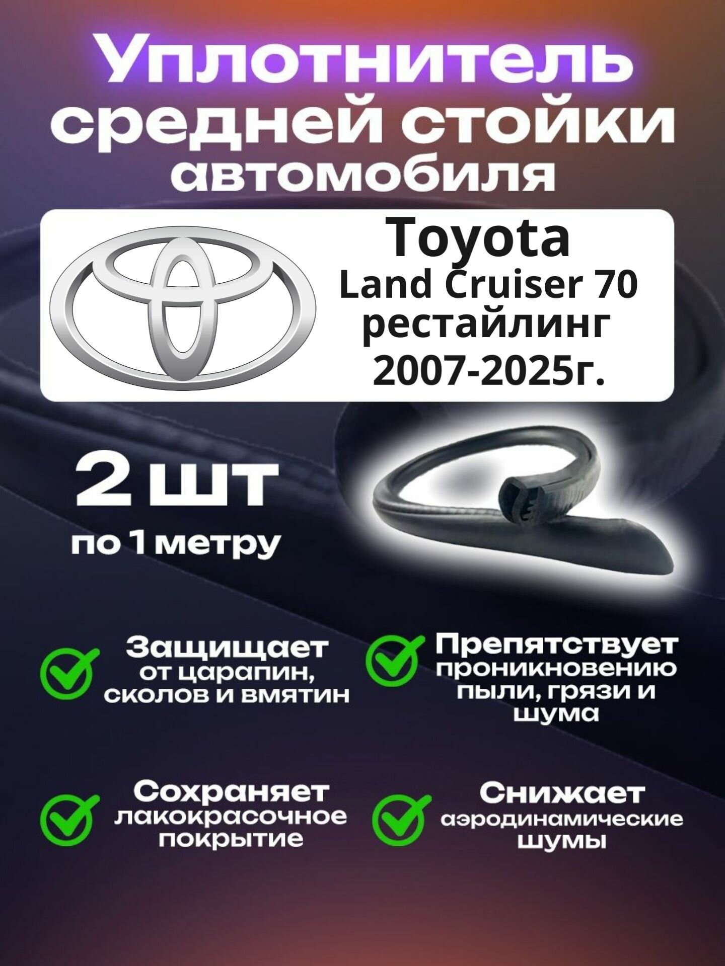 Уплотнитель средней стойки автомобиля Toyota Land Cruiser 70 рестайлинг (2007-2025)/ Тойота Ланд Крузер 70 рестайлинг