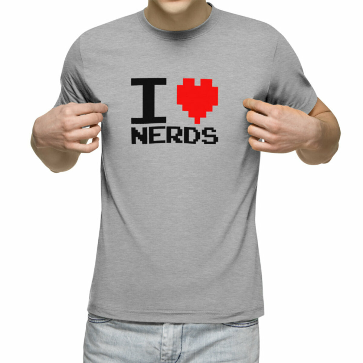 Мужская футболка «i love nerds loser core y2k nerd лузер кор айти it» (серый меланж, L)