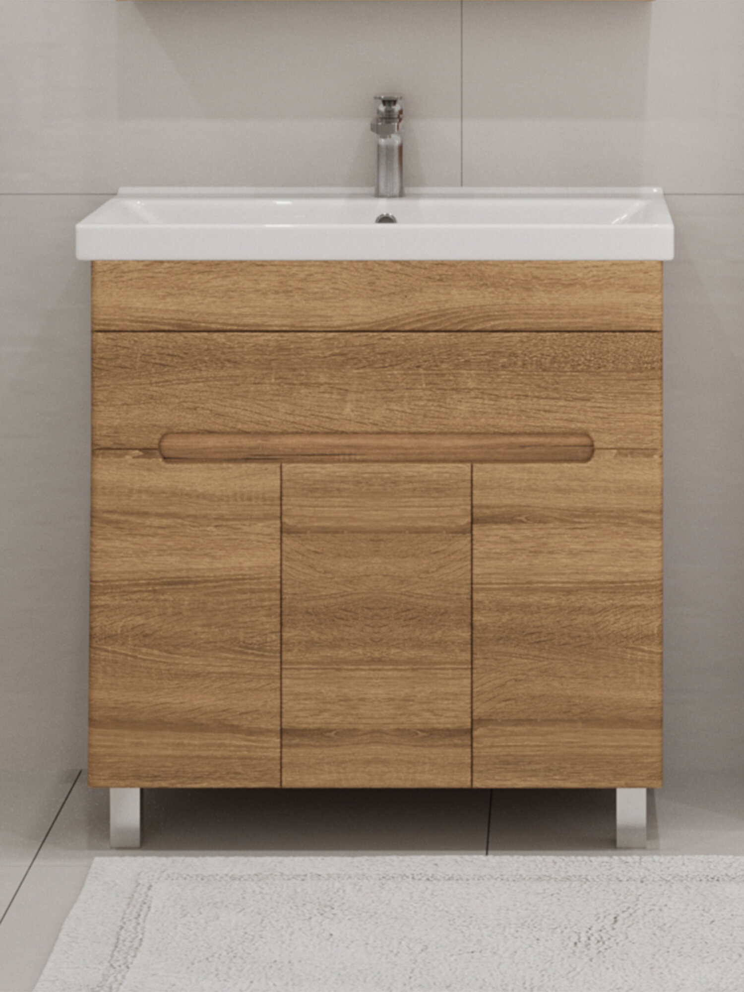 Тумба напольная SanStar Модена 80 с раковиной Миранда 80 (комплект) для ванной комнаты, Gold Craft