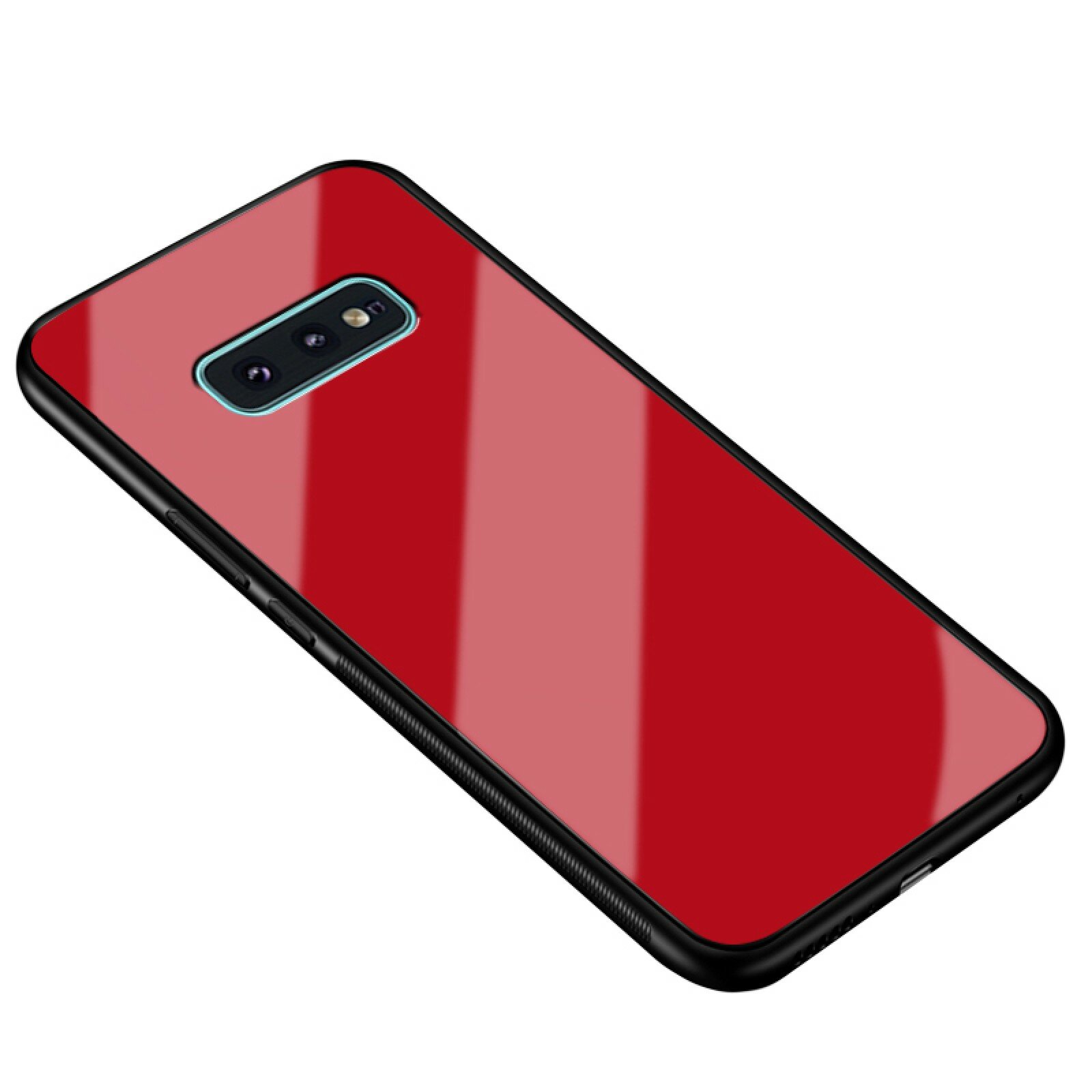 Чехол-бампер MyPads для Samsung Galaxy S10e с закаленным стеклом, зеркальный переливающийся красный