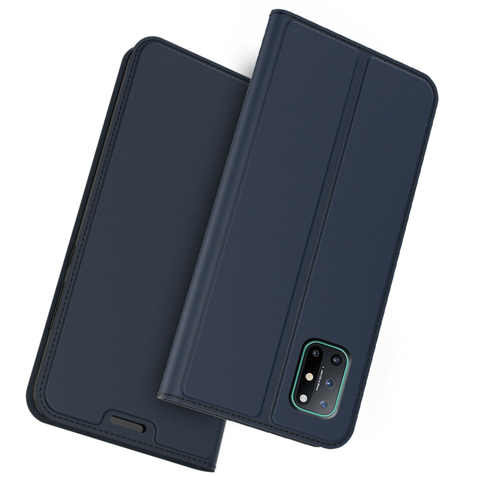 Чехол-книжка MyPads для OnePlus 8T из водоотталкивающей кожи с металлической основой, синий