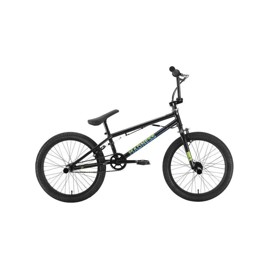 Велосипед STARK Madness BMX 2 (2022), BMX (взрослый), рама 9", колеса 20", черный/зеленый, 12.5кг [hq-0005130]