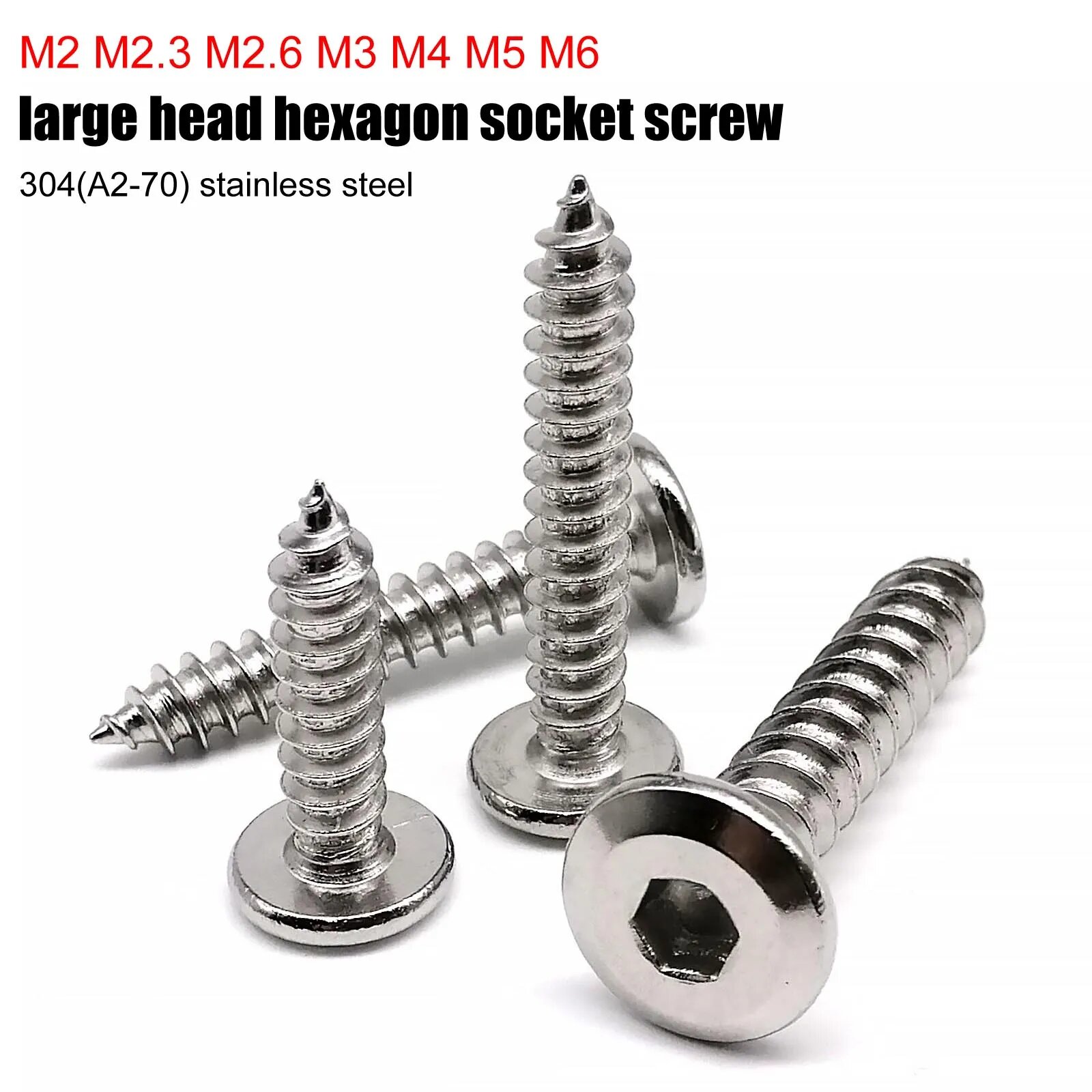 Шестигранные саморезы HZYUEGOU из нержавеющей стали 304 10pcs M6, 25mm