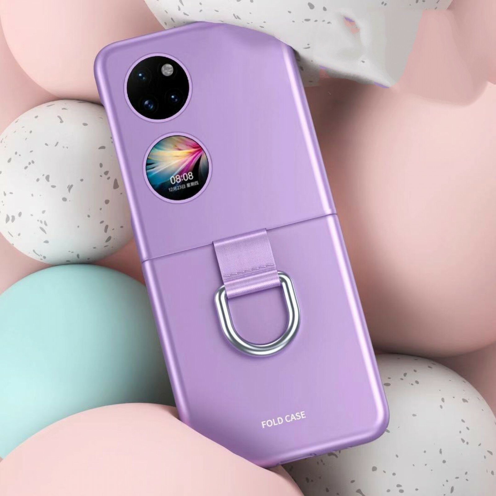 Задняя панель-чехол MyPads для Huawei P50 Pocket с матовым противоскользящим покрытием сиреневый металлик