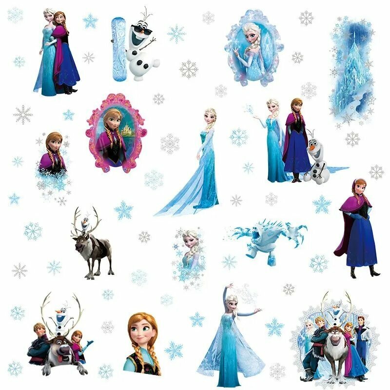 Disney Frozen 3D наклейки для интерьера, Дисней Принцесса мультфильмы с самоклеющимися обоями