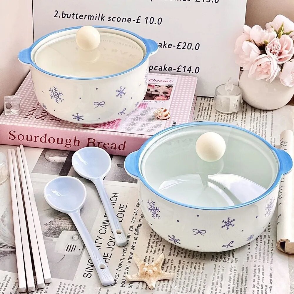 Супница, бульонница, 3 шт, диаметр 14.5 см, керамика с крышкой, белый цвет