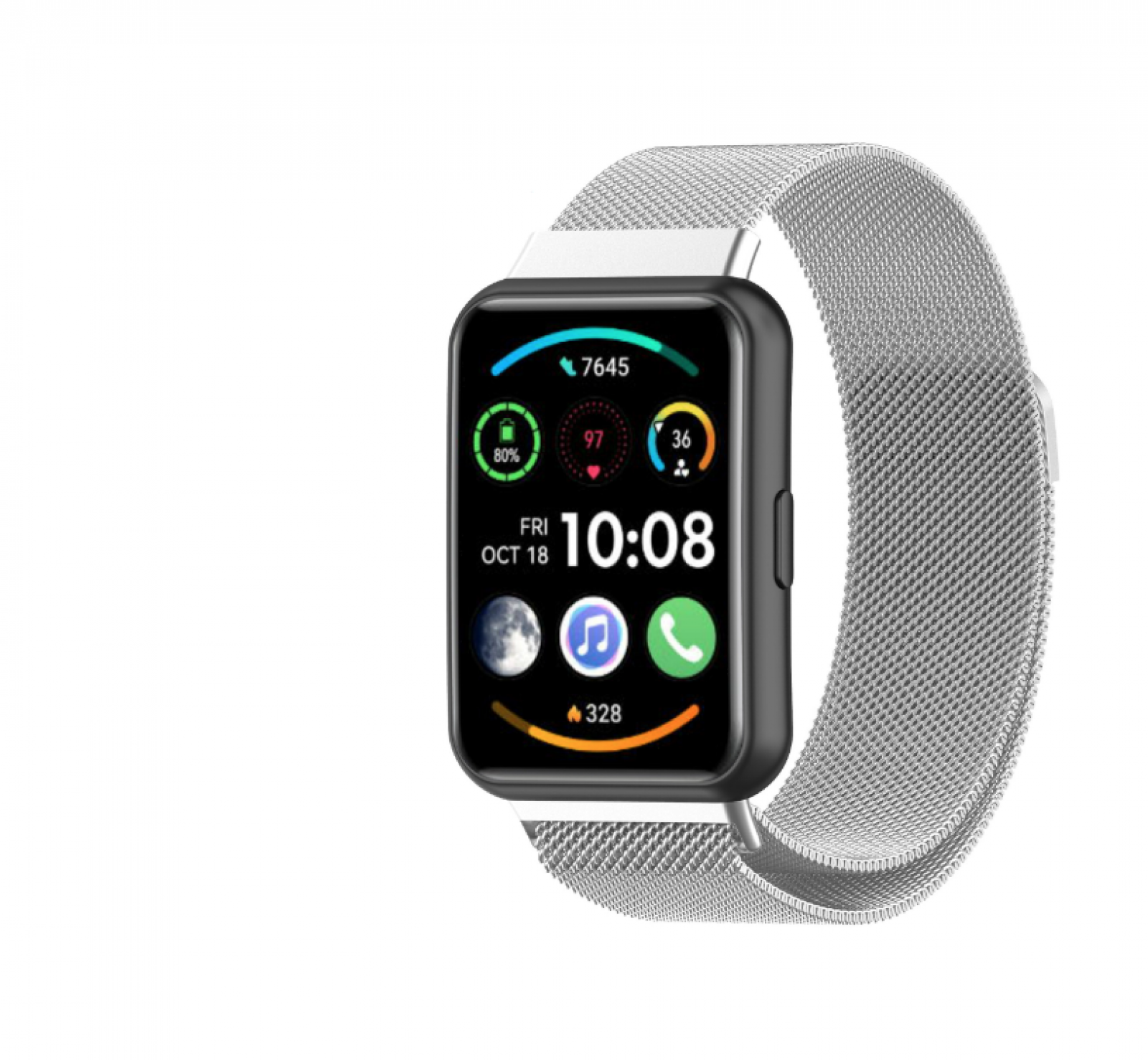 Ремешок-браслет MyPads Milanese для Huawei Watch Fit 2 из нержавеющей стали с магнитным замком, серебристый